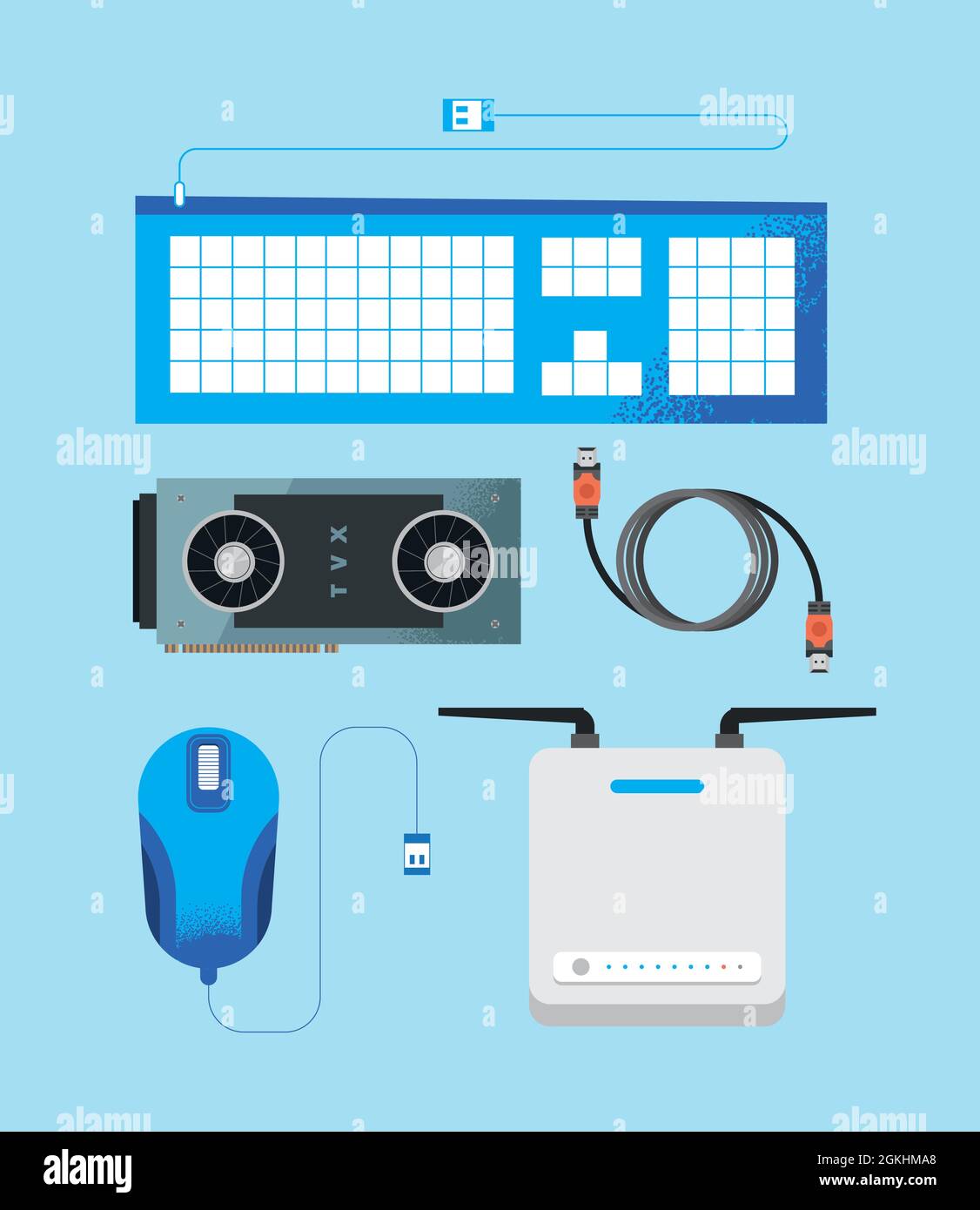 computer parts icon set on blue background Stock Vector Image & Art - Alamy