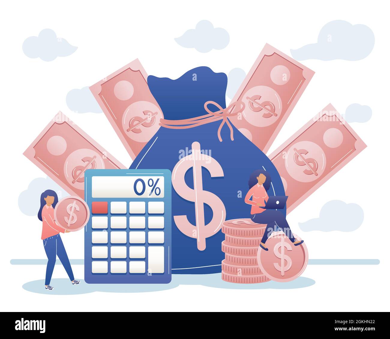 Women with money icon set on white background Stock Vector Image & Art ...