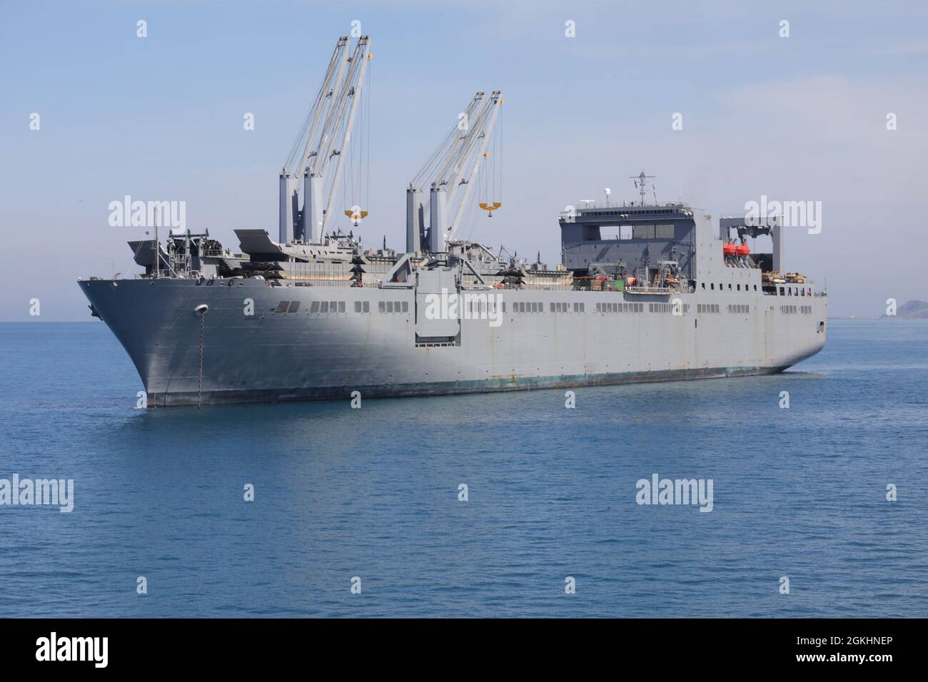 The U.S. Navy Ship Bob Hope anchors in the port of Durres, Albania Apr ...
