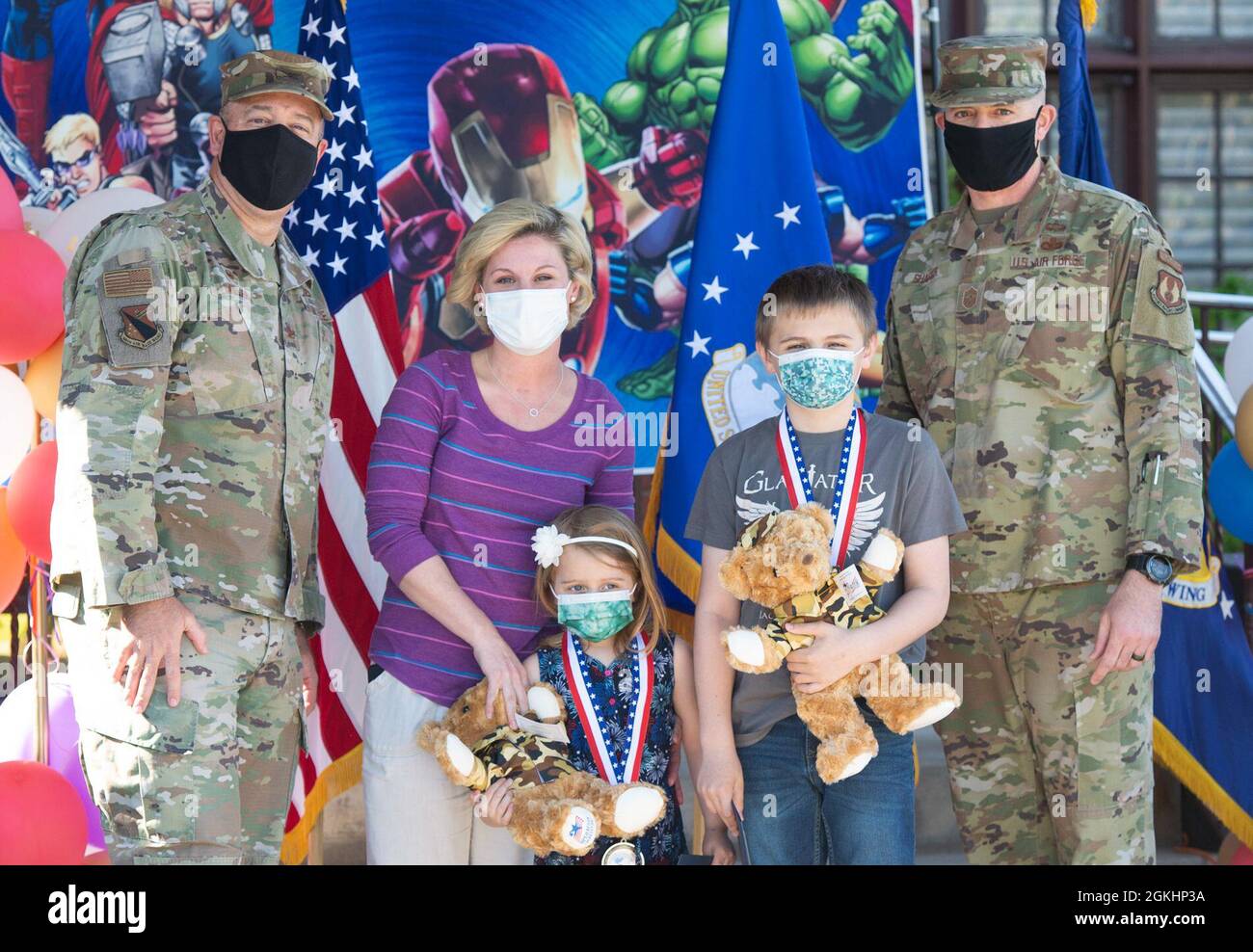 U.S. Air Force Col. Patrick Miller, 88th Air Base Wing commander, left ...