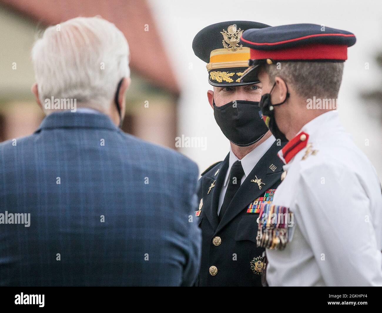 Colonel Stu James, the Fort Bliss garrison commander, speaks to fellow ...
