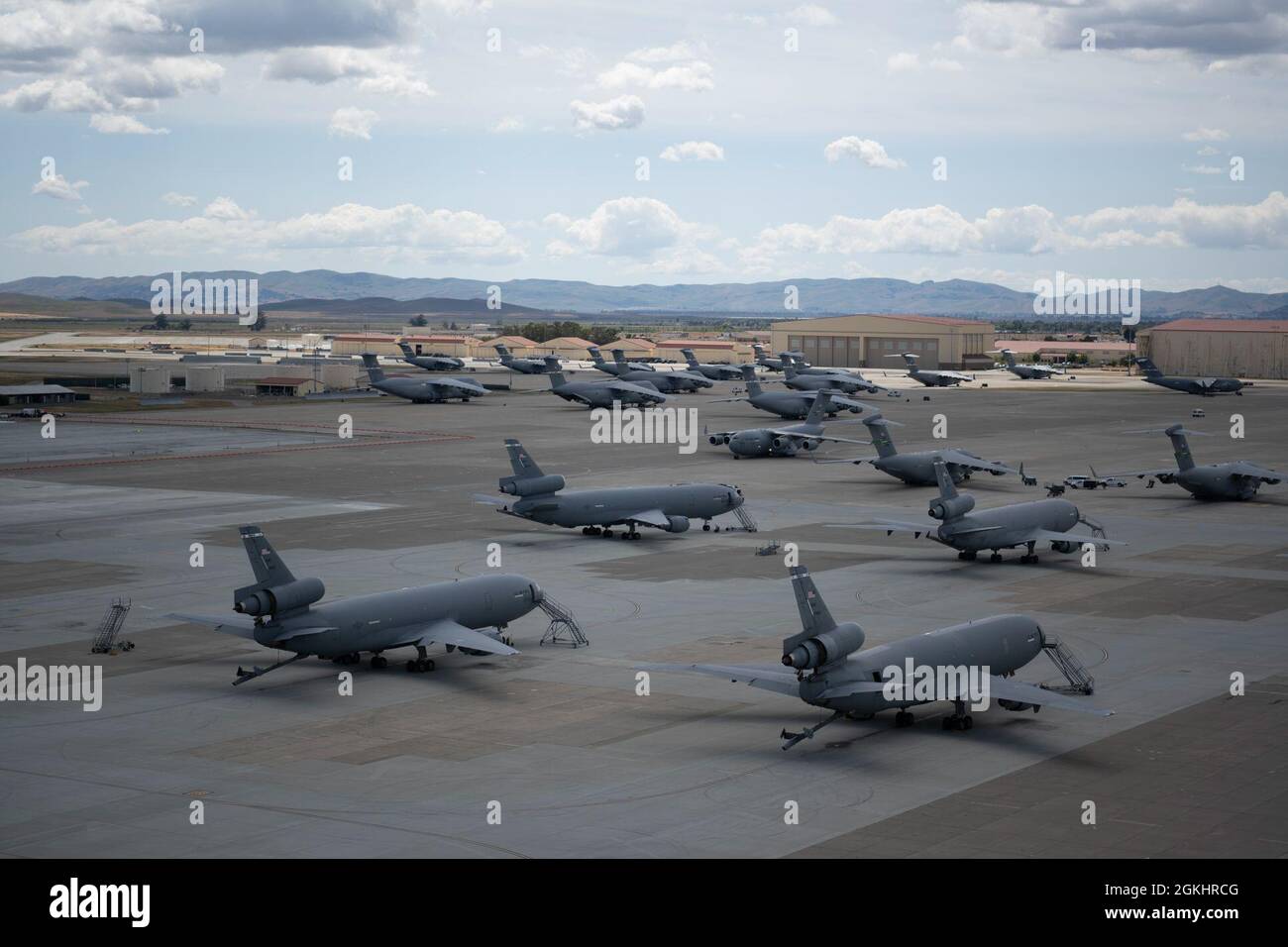 Aircraft assigned to Travis Air Force Base, California sit on the ...