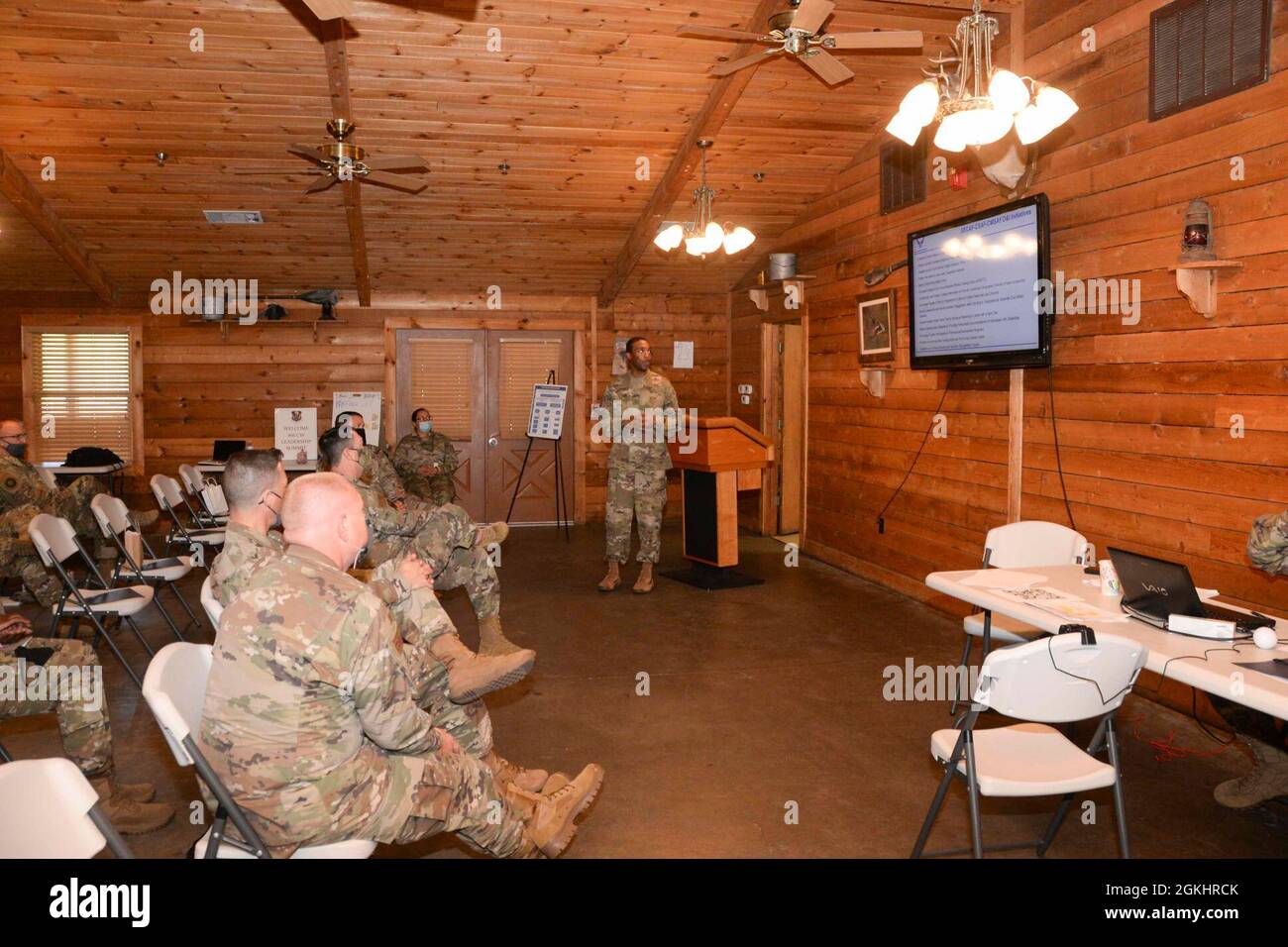 Col. Silas Darden, 960th Cyberspace Wing vice commander, briefs ...