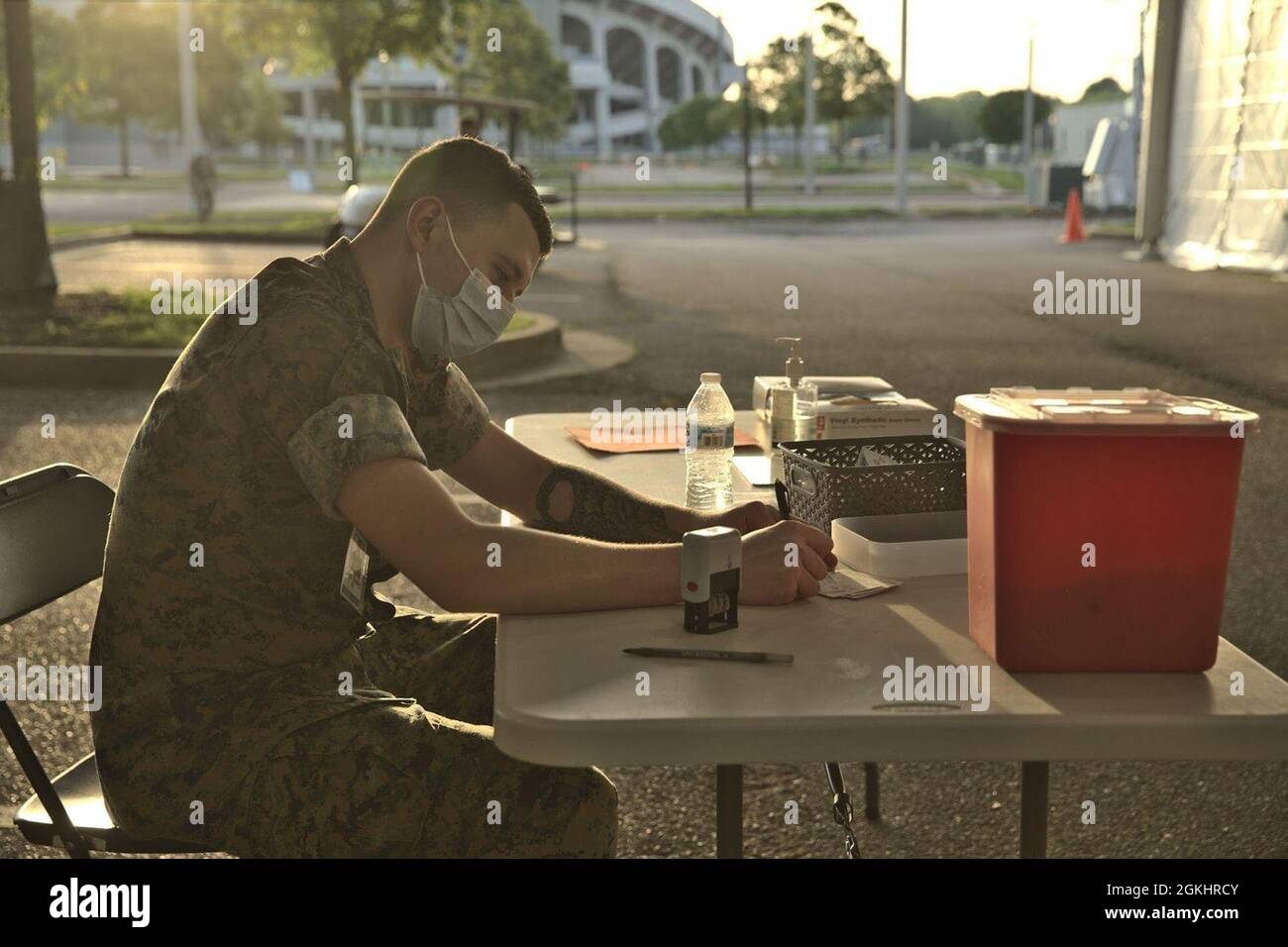 U.S. Navy Seaman Connor Detwiler, assigned to the 2d Marine Division ...