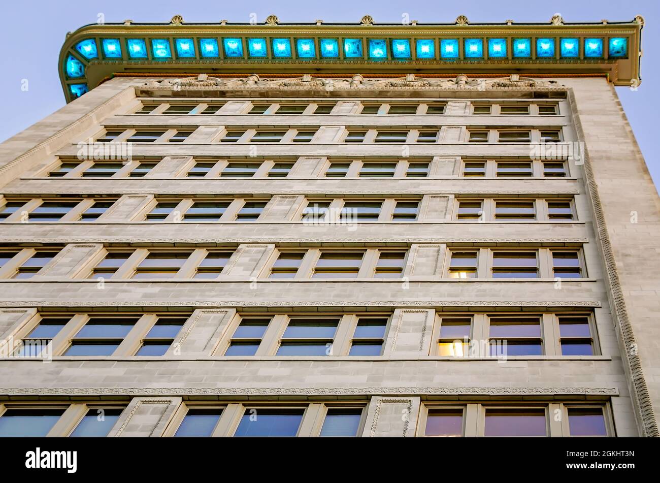 The Van Antwerp building is pictured at dusk, Sept. 10, 2021, in Mobile ...