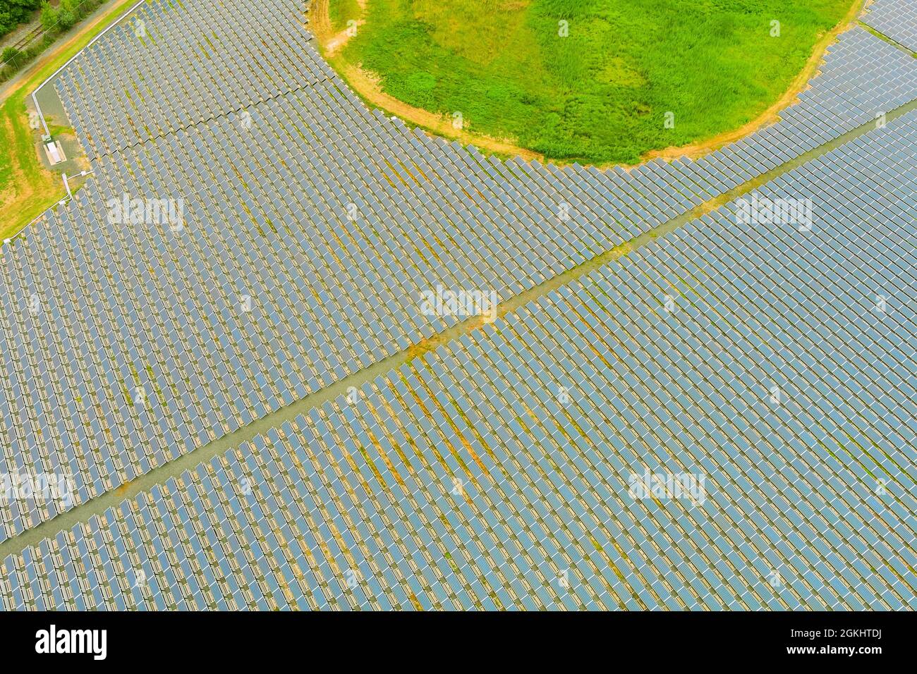 Solar Panel array aerial view of modern photovoltaic electricity system ...