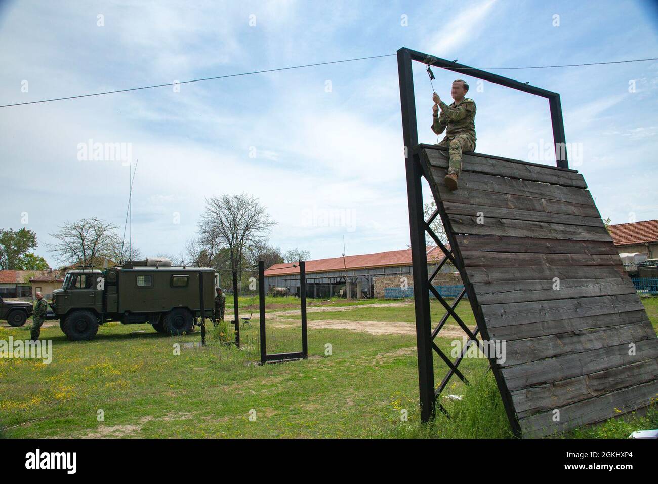 A forward signal support Soldier assigned to the 92nd Civil Affairs ...
