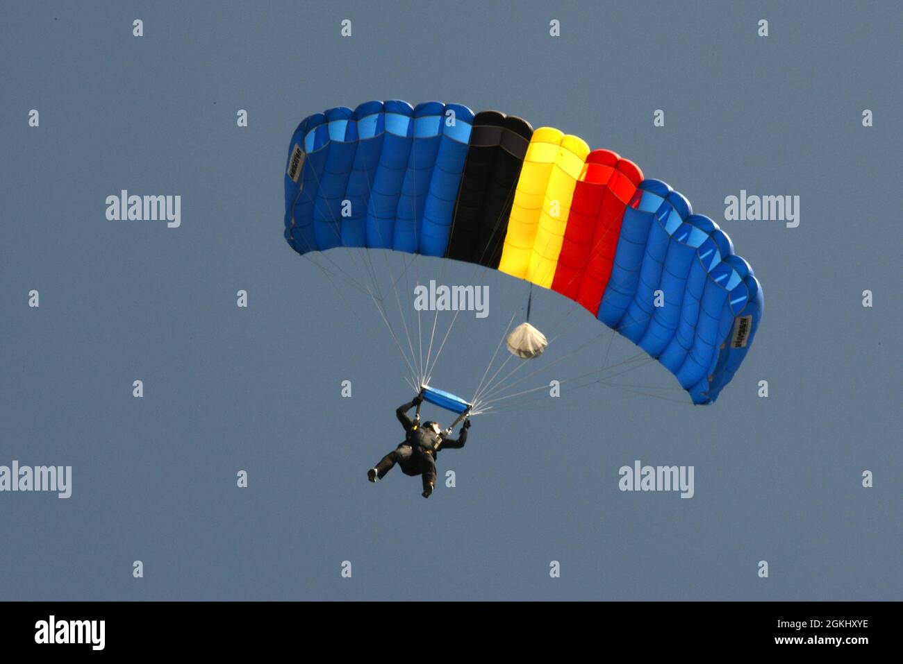 A Belgian Paratrooper descends from a High Altitude Low Opening jump on ...