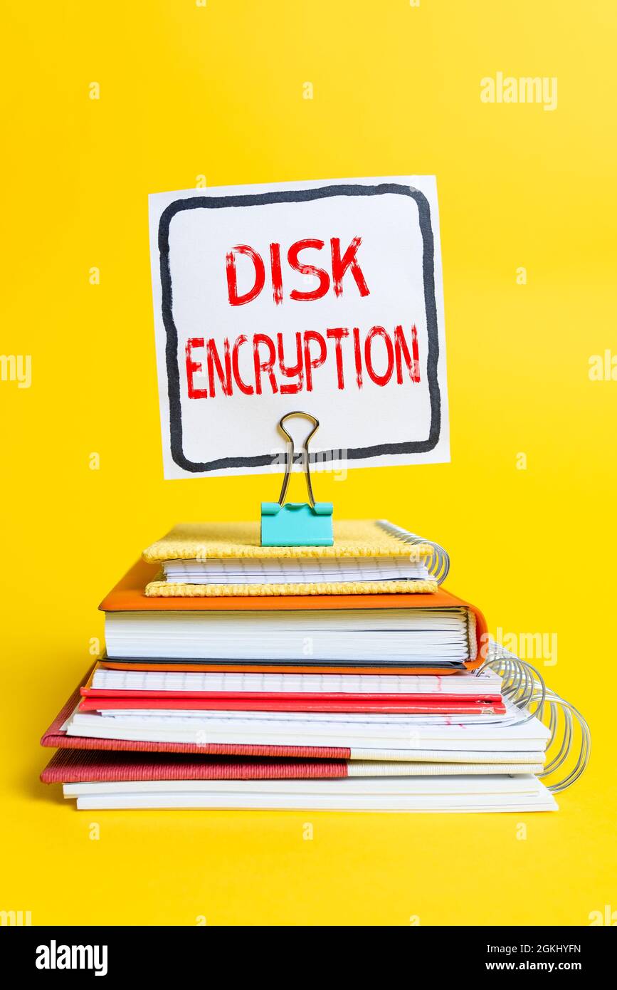 Inspiration showing sign Disk Encryption. Business approach the security mechanism used to ...