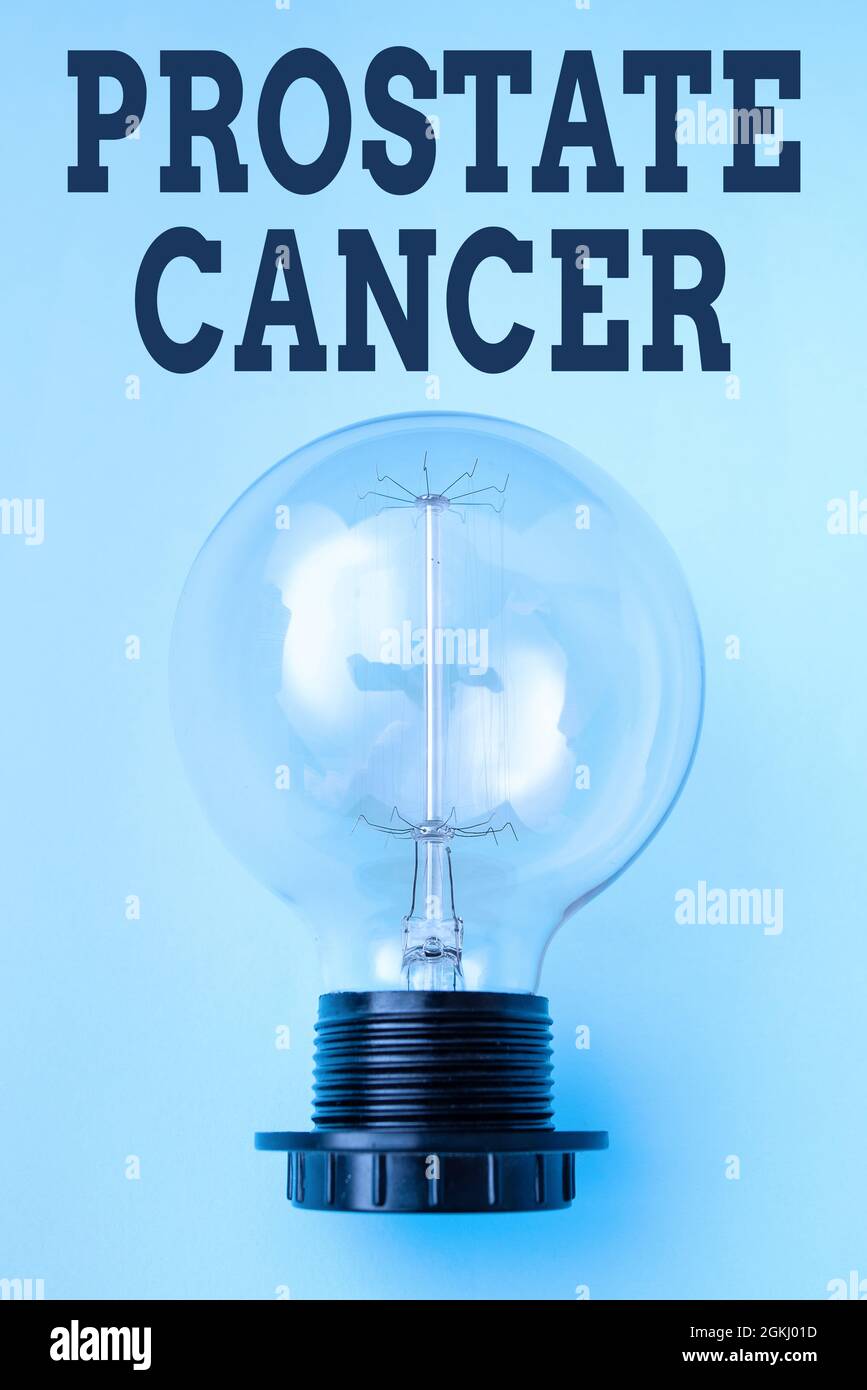 Text showing inspiration Prostate Cancer. Word for cancer develops in ...