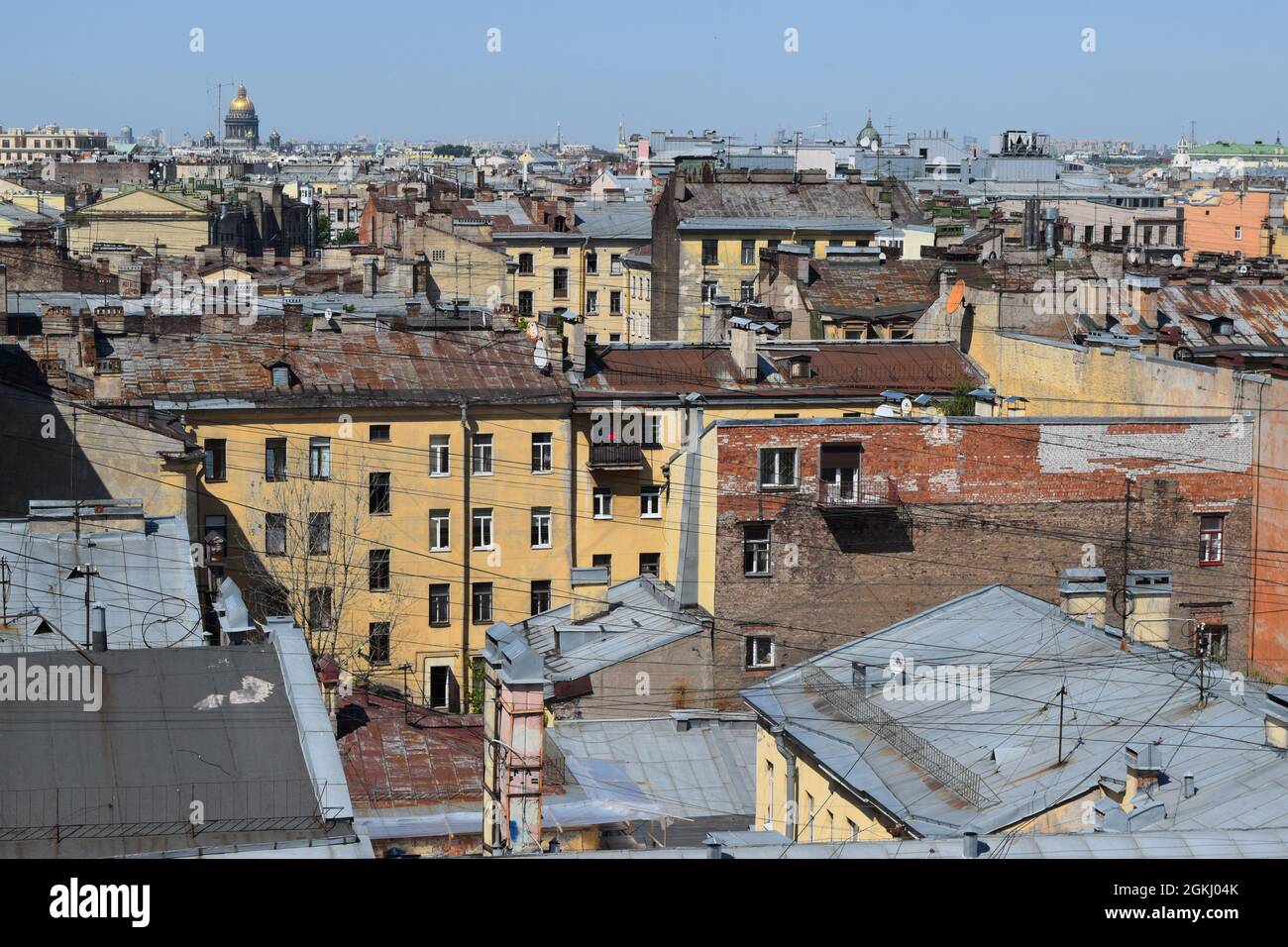 Rooftops of buildings in St. Petersburg's historical center, Russia ...