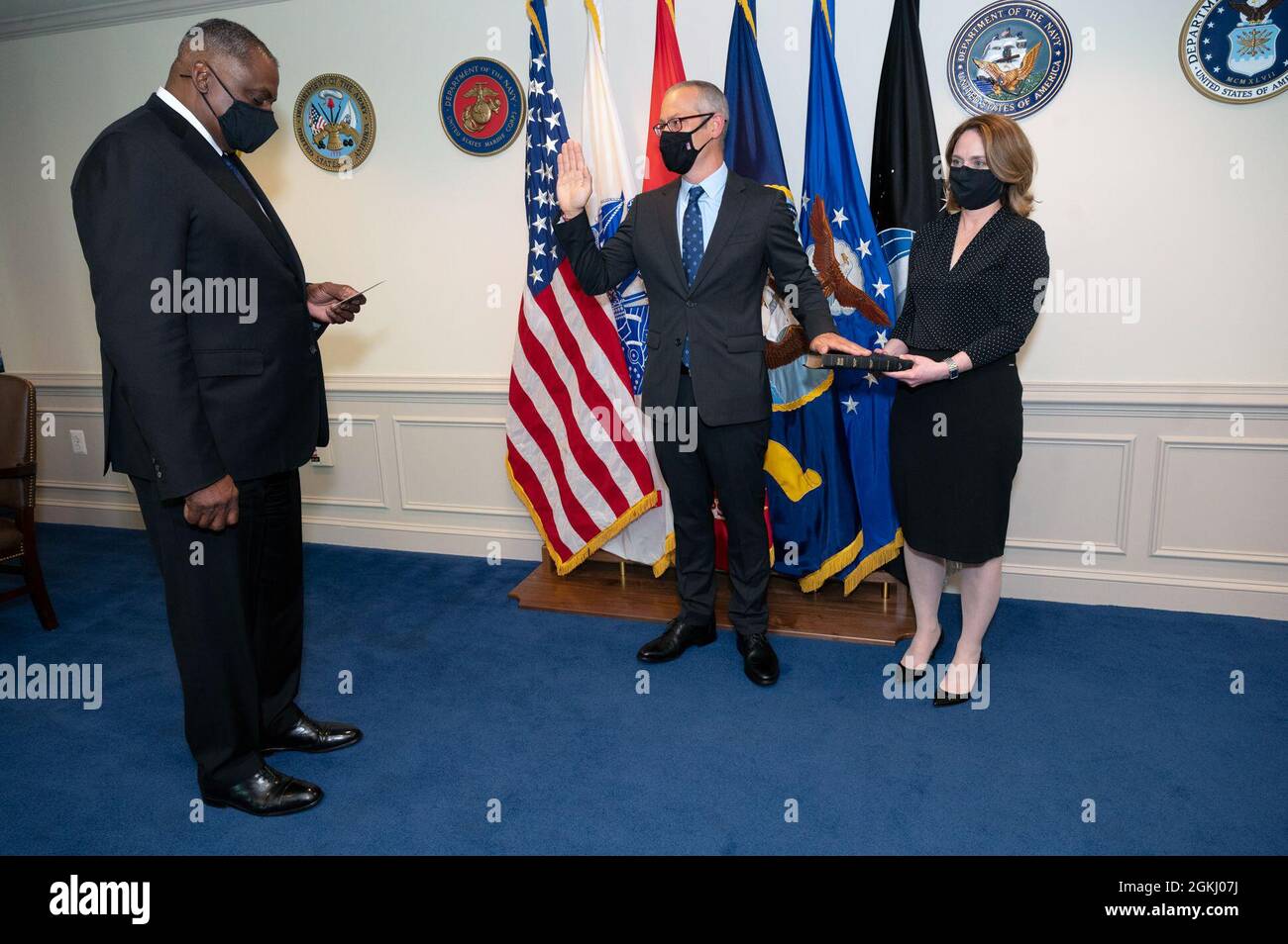 Secretary of Defense Lloyd J. Austin III swears in Colin Kahl as Under Secretary of Defense for ...