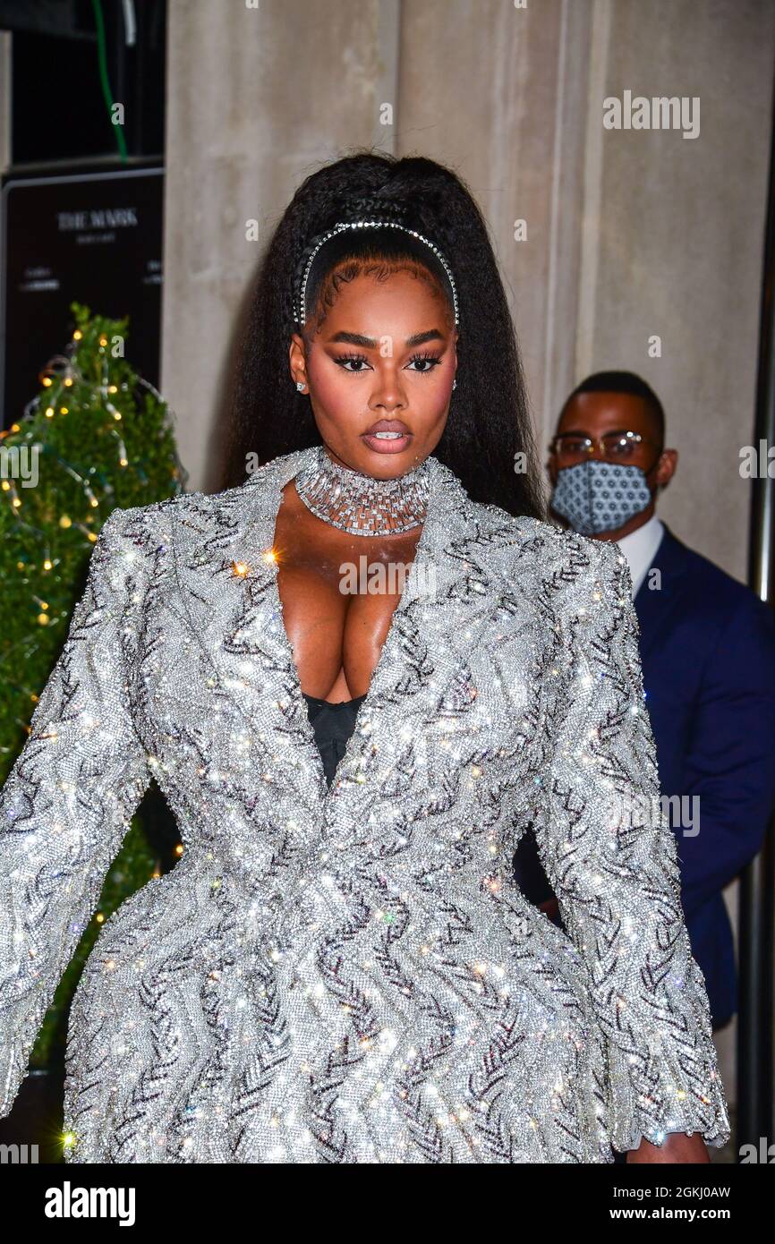 Precious Lee wearing Area during Met Gala departures from THE MARK ...