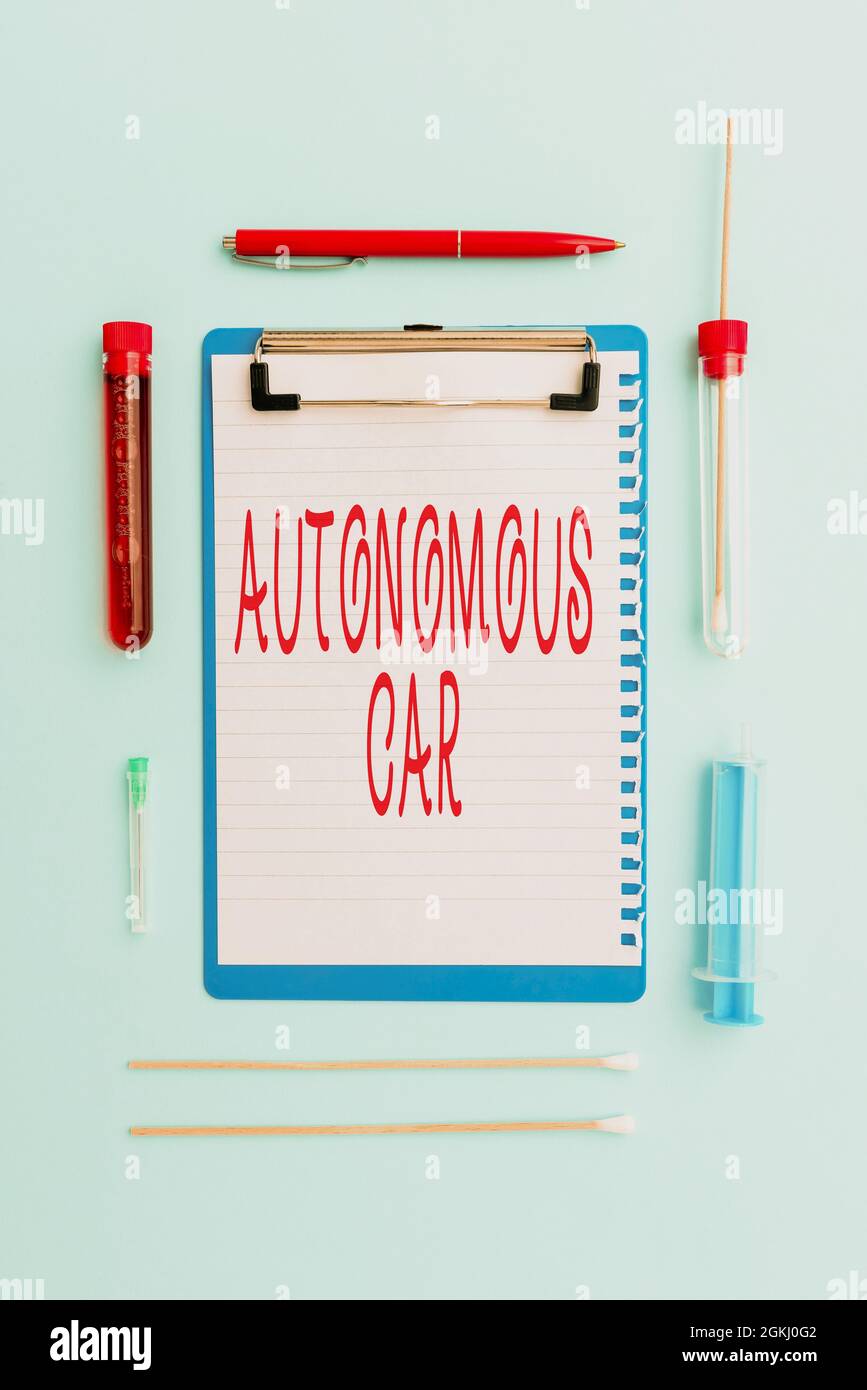 Hand writing sign Autonomous Car. Word Written on vehicle that can ...