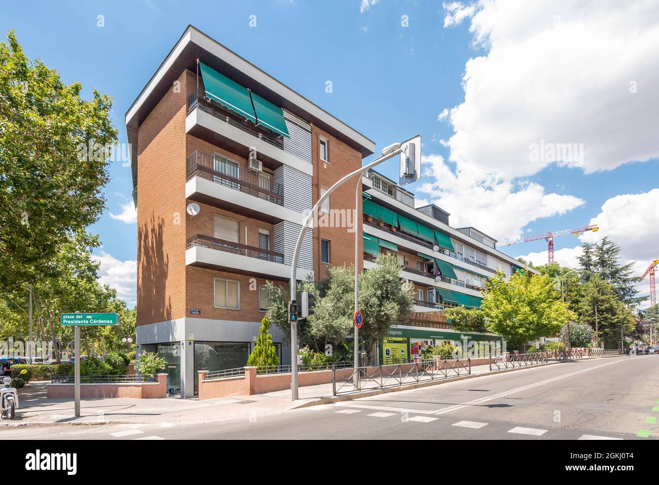 Facades of simple residential buildings within the city of Madrid ...