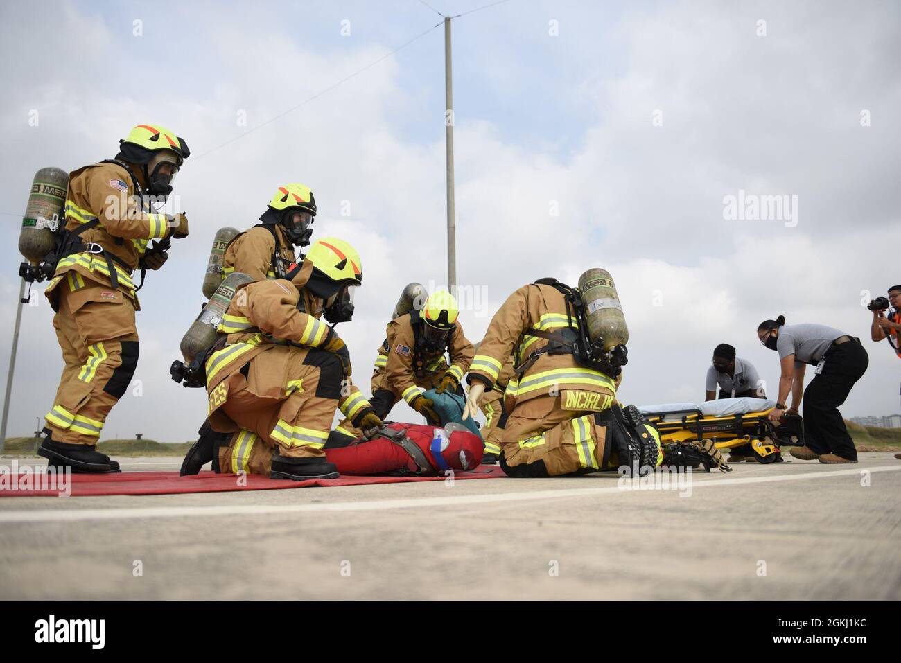 Members of the 39th Medical Group and Fire Department prepare to ...
