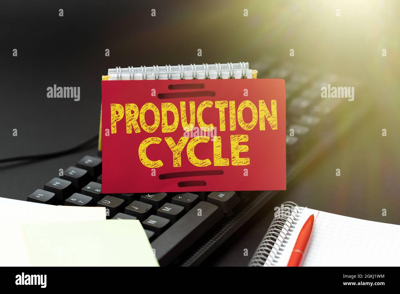 Sign displaying Production Cycle. Word for conversion of raw materials ...