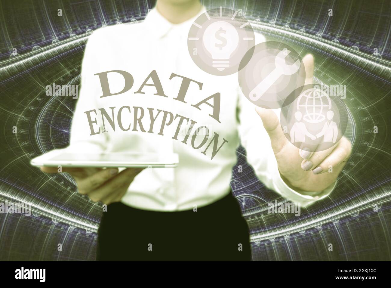 Hand Writing Sign Data Encryption Word For Conversion Of Data Into Code For Compression Or