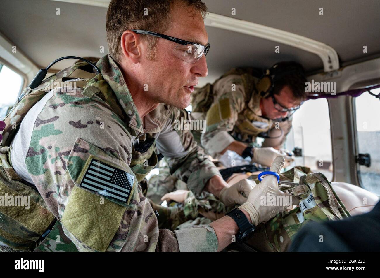 U.S. Air Force pararescuemen assigned to the 82nd Expeditionary Rescue ...