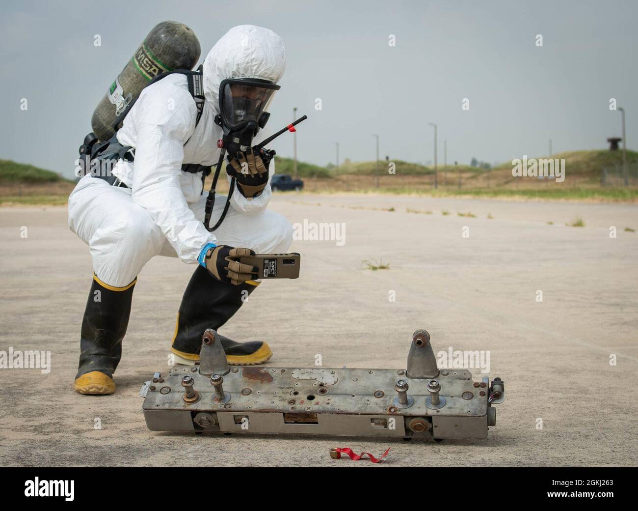 A 39th Civil Engineer Squadron explosives ordnance disposal member ...