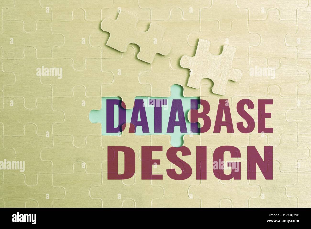 Sign displaying Database Design. Business approach organisation of data according to a database ...