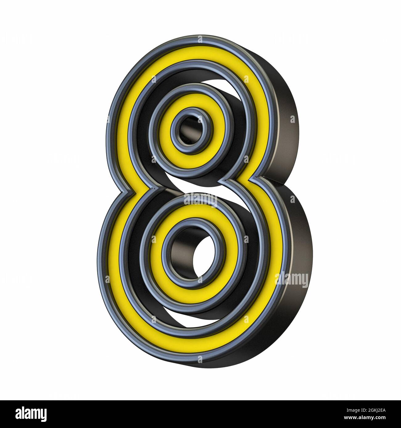 Yellow Black Outlined Font Number 8 Eight 3d Rendering Illustration