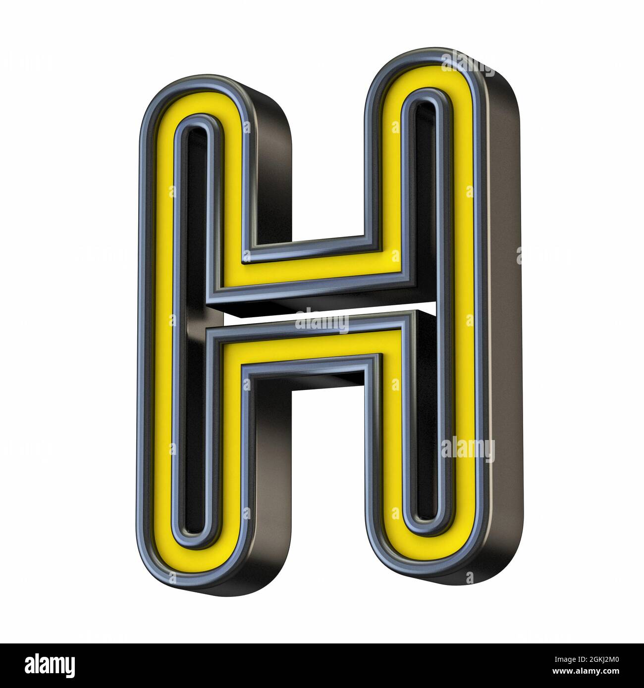 Yellow black outlined font Letter H 3D rendering illustration isolated ...
