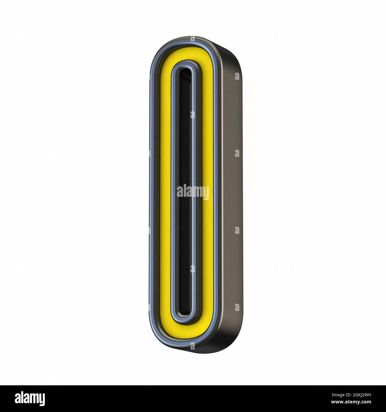 Yellow black outlined font Letter I 3D rendering illustration isolated ...