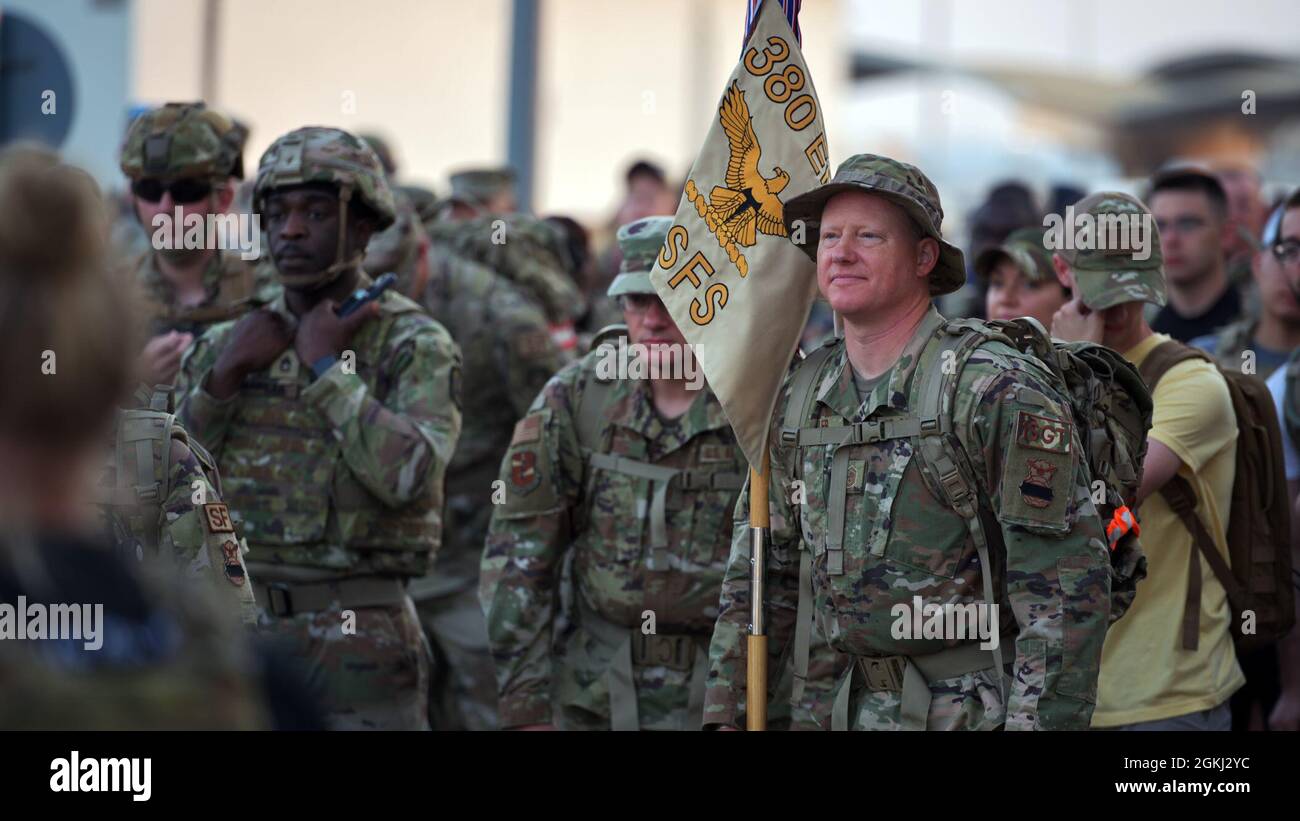 U.S. military troops participate in a ruck march for National Police ...
