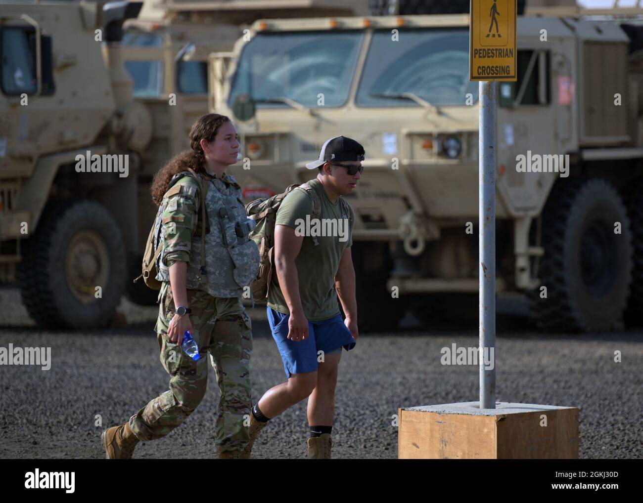 U.S. military troops participate in a ruck march for National Police ...