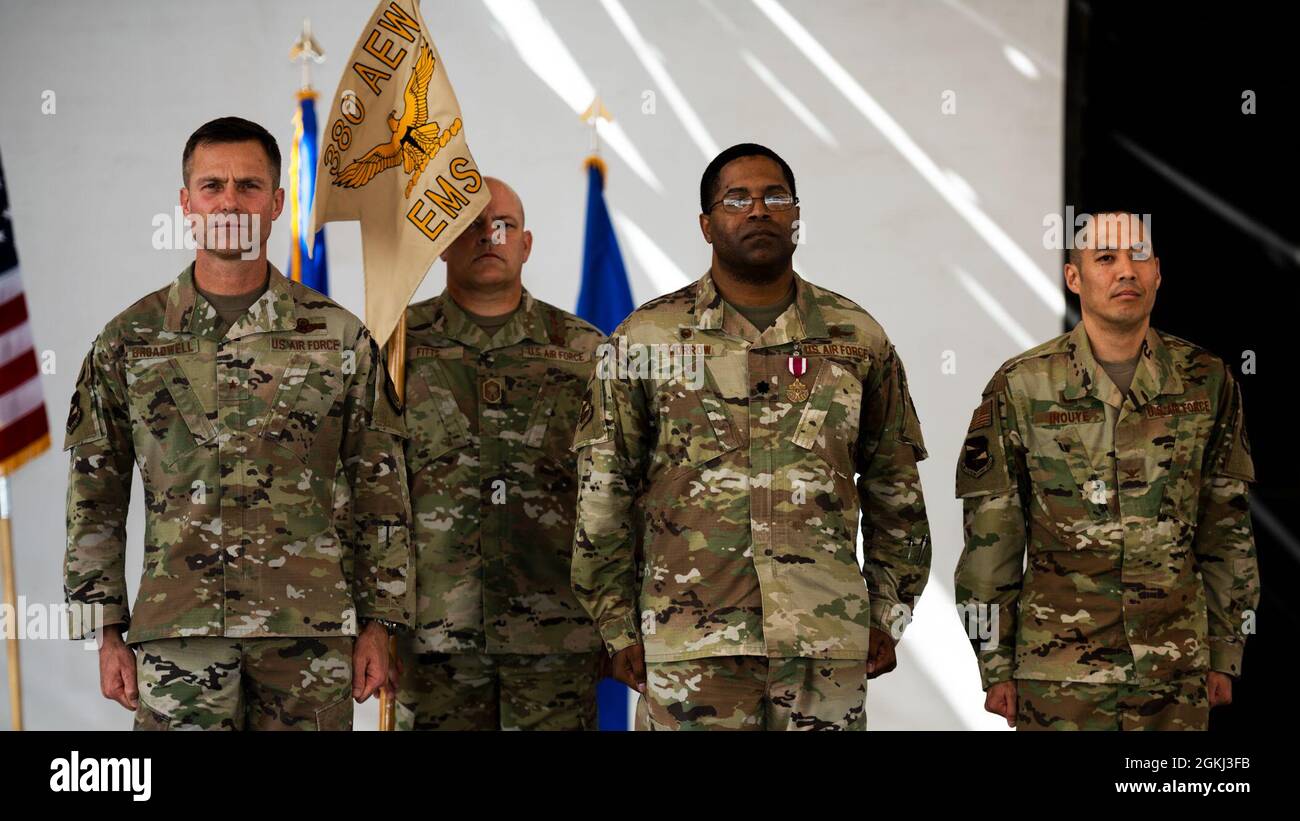 U.S. Air Force Brig. Gen. Larry Broadwell, left, 380th Air ...