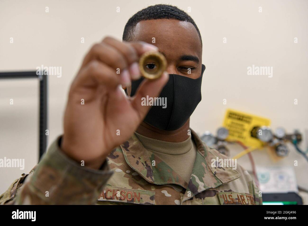 Senior Airman Austin Jackson, a precision measurement equipment ...
