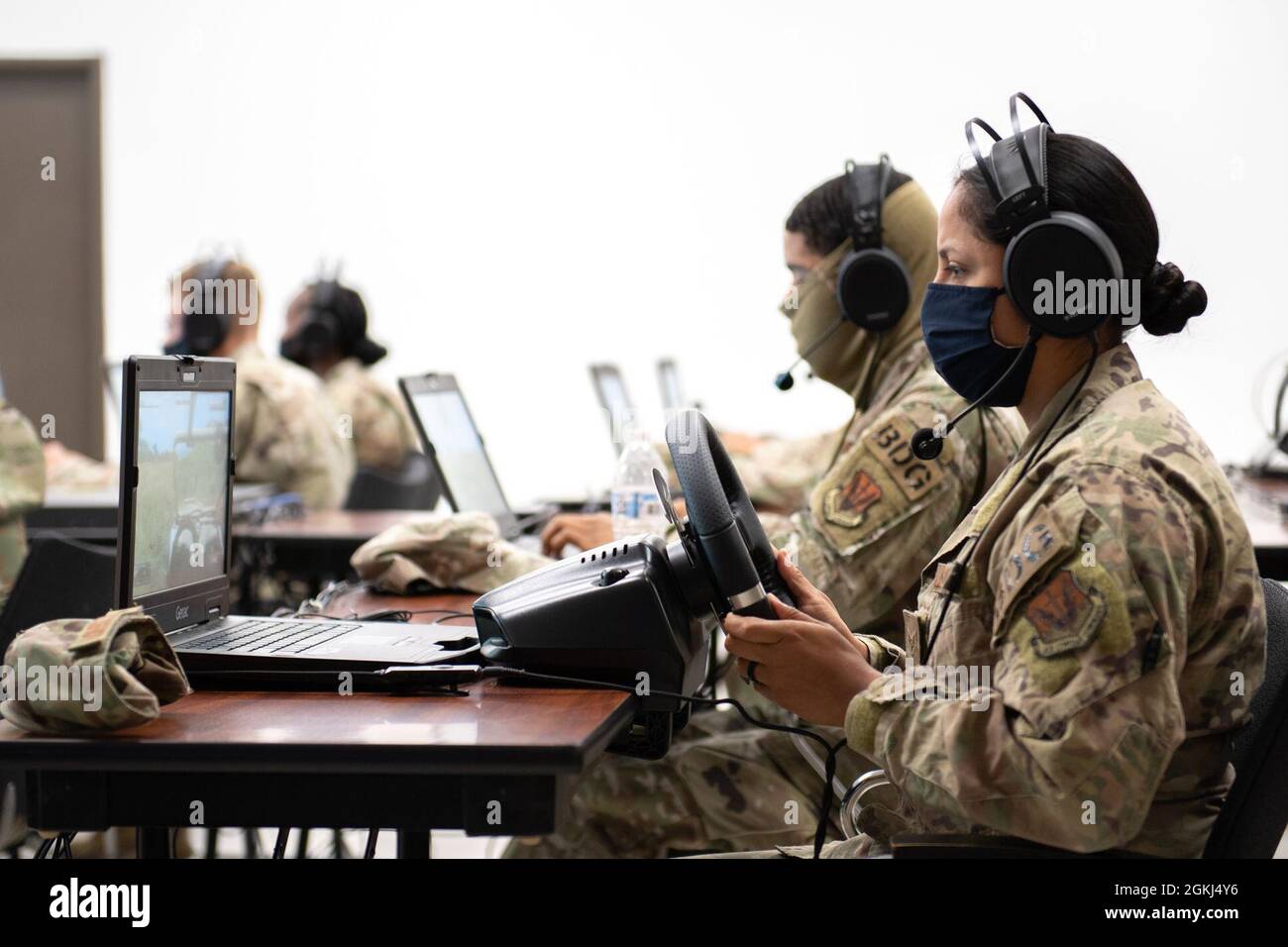 U.S. Air Force Airmen with the 820th Base Defense Group conduct a base ...