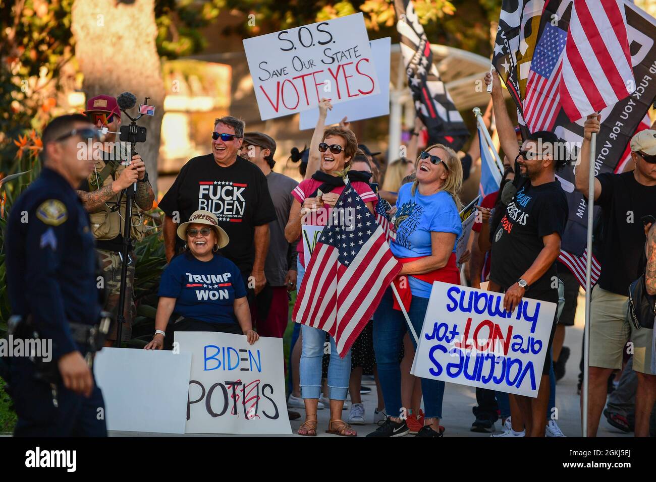 Demonstrators gather near Long Beach City College to protest a Vote No ...