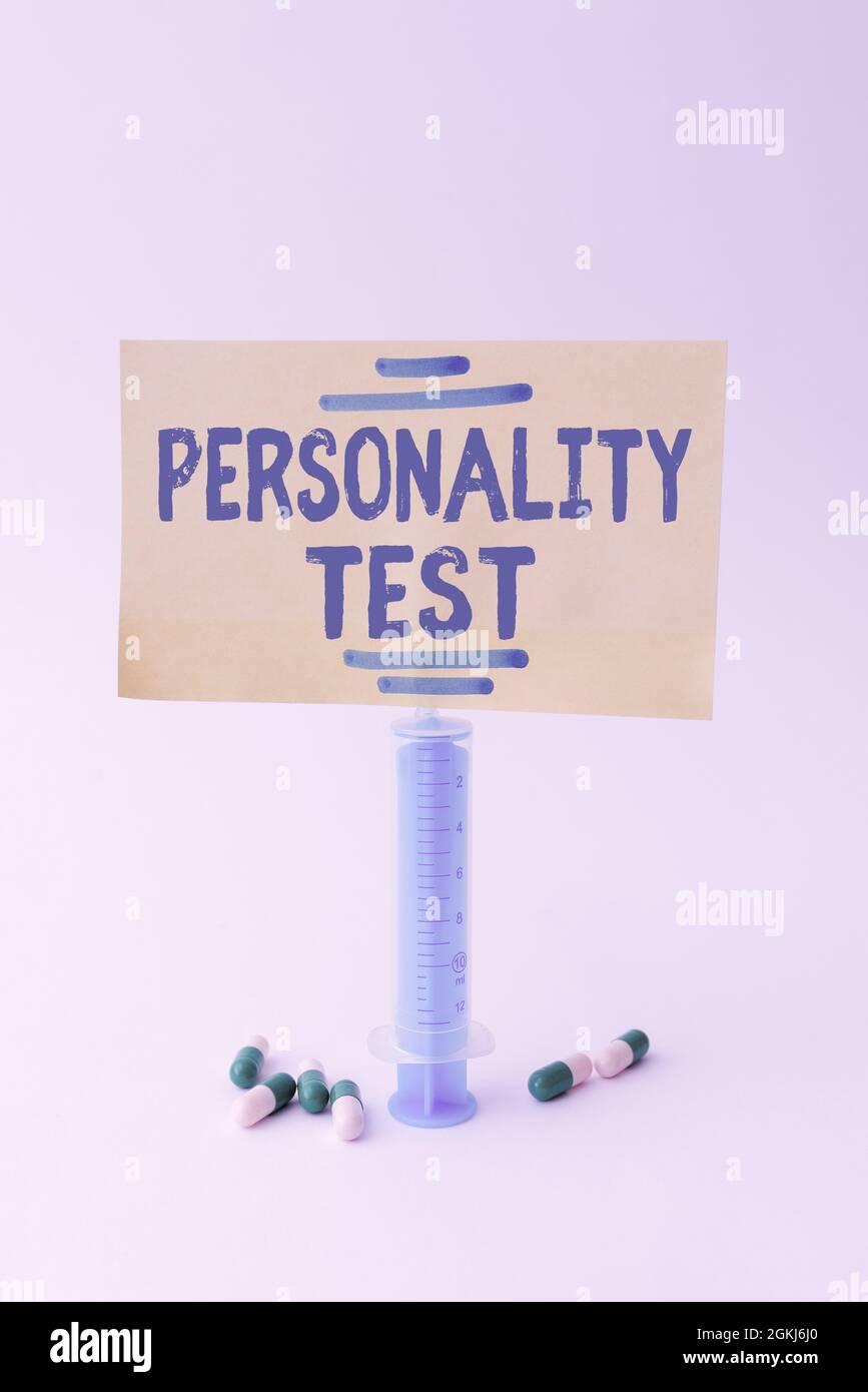 Text caption presenting Personality Test. Business approach A method of ...