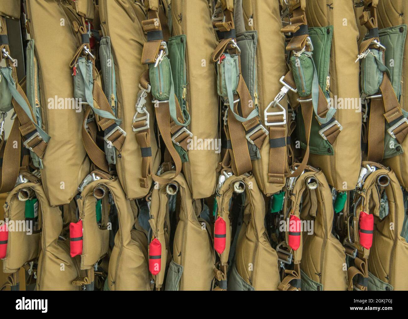 A multitude of BA-30 Low Profile Parachute systems hang in the 403rd ...