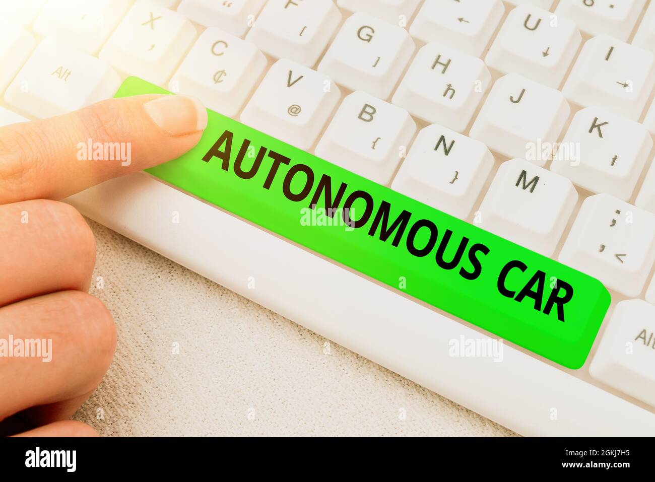 Sign Displaying Autonomous Car Concept Meaning Vehicle That Can Guide Itself Without Human