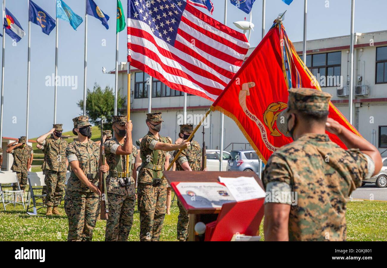 U.S. Marines with 1st Marine Aircraft Wing, participate in a retirement ...