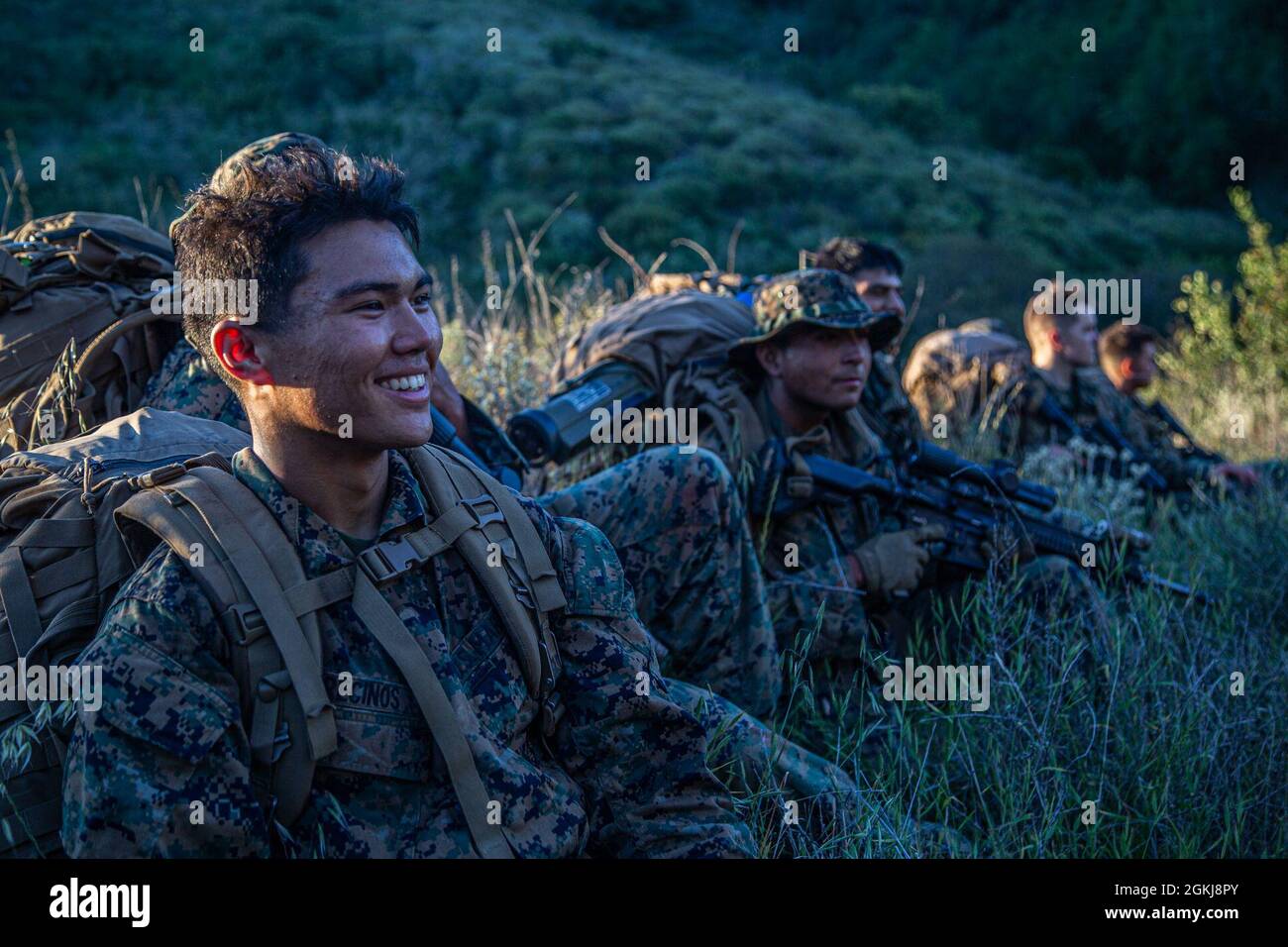 U.S. Marine Pfc. Cody Recinos, a student with Alpha Company, Infantry ...