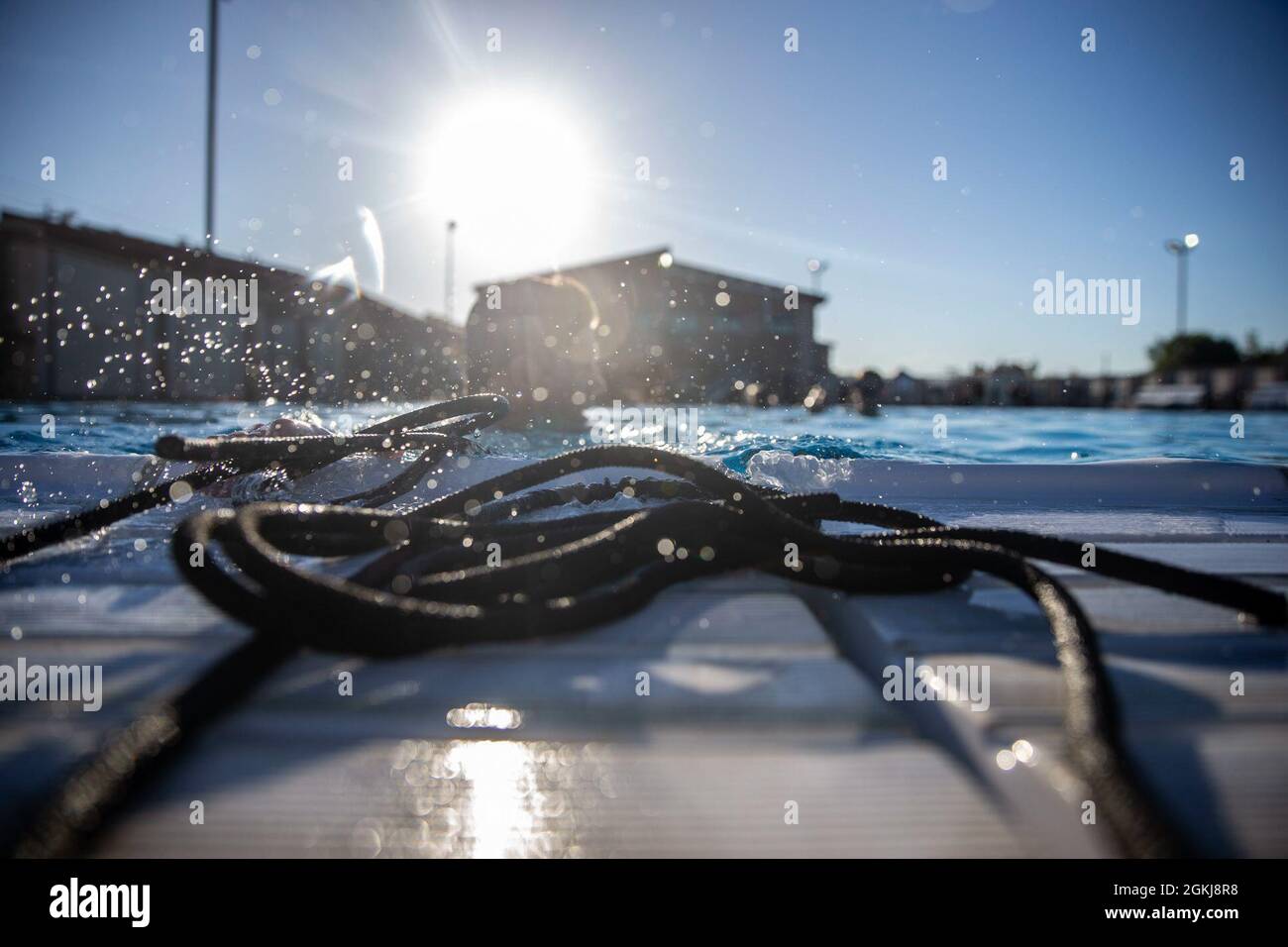A U.S. Marine grabs a rope at the edge of the Reconnaissance Training ...
