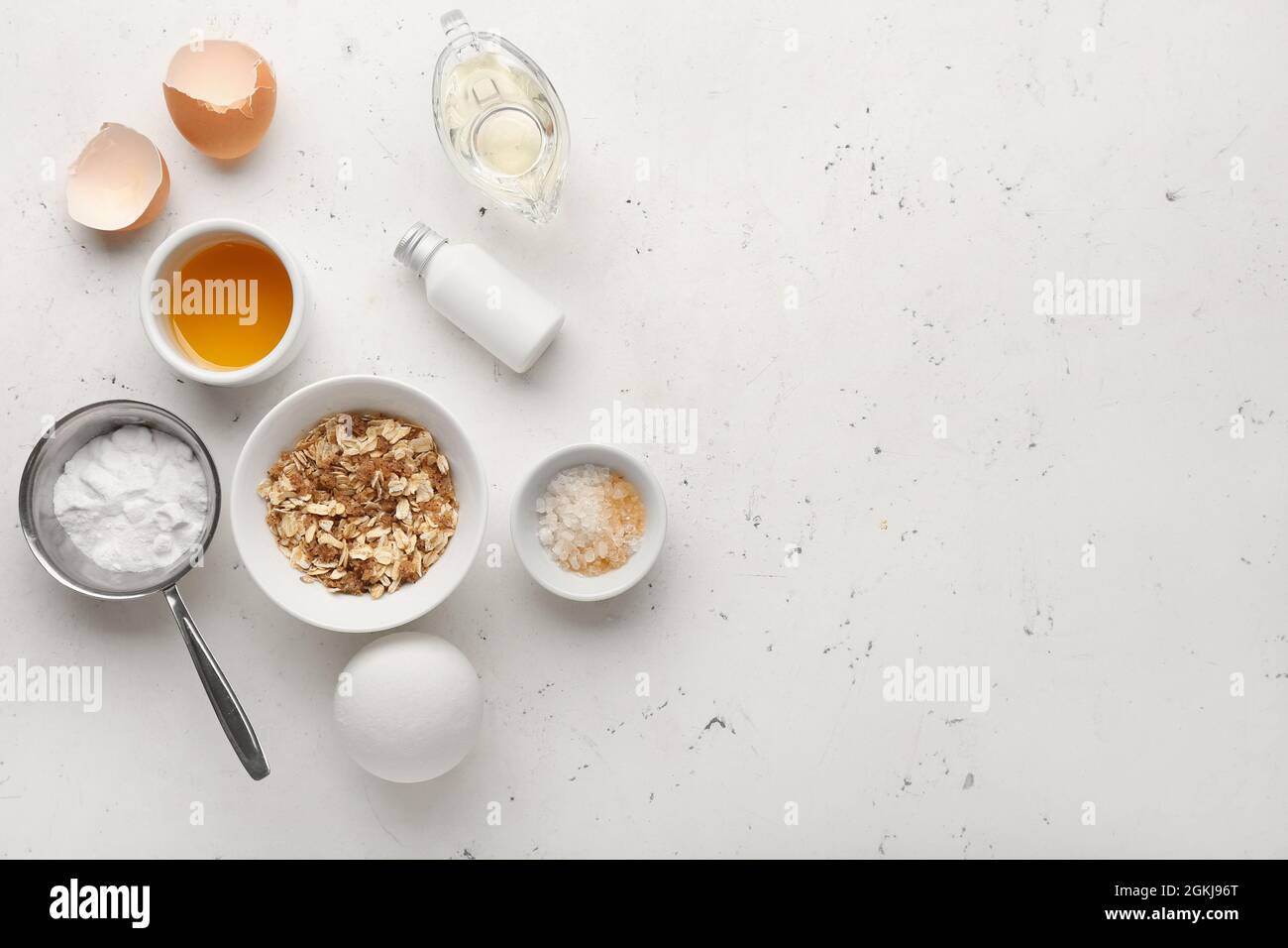 Different natural ingredients for homemade cosmetics on white ...