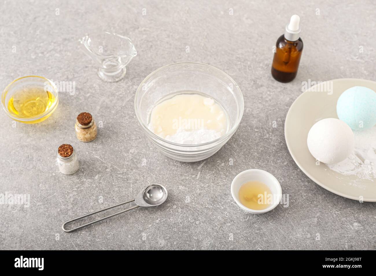 Natural ingredients for homemade cosmetics on light background Stock ...