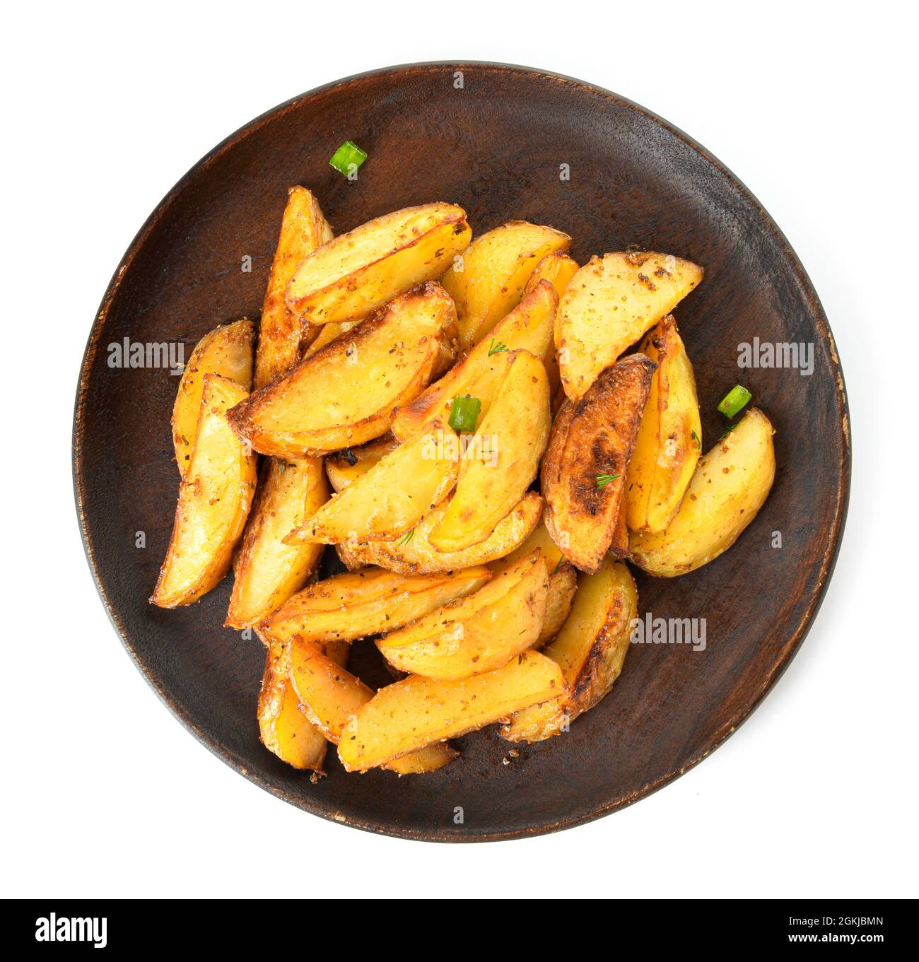 Plate with tasty baked potato on white background Stock Photo - Alamy