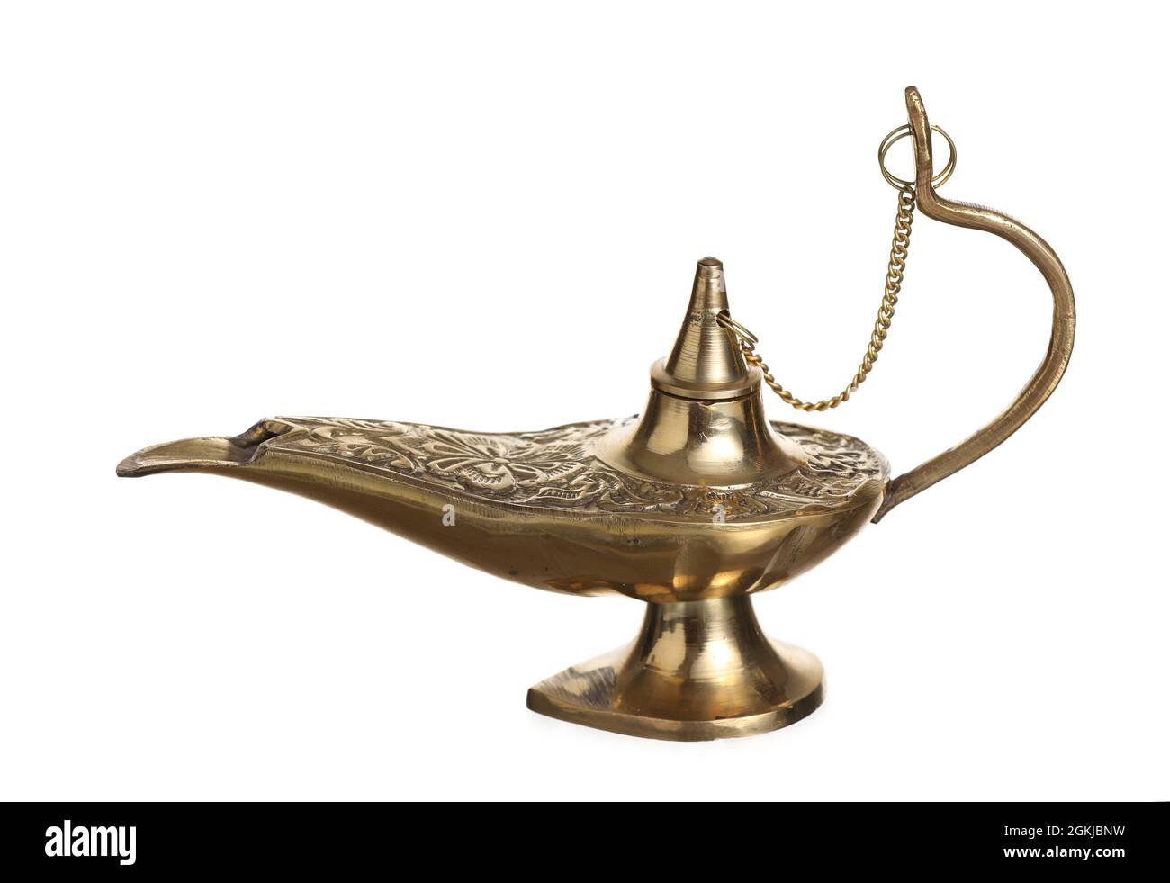Aladdin lamp of wishes on white background Stock Photo - Alamy