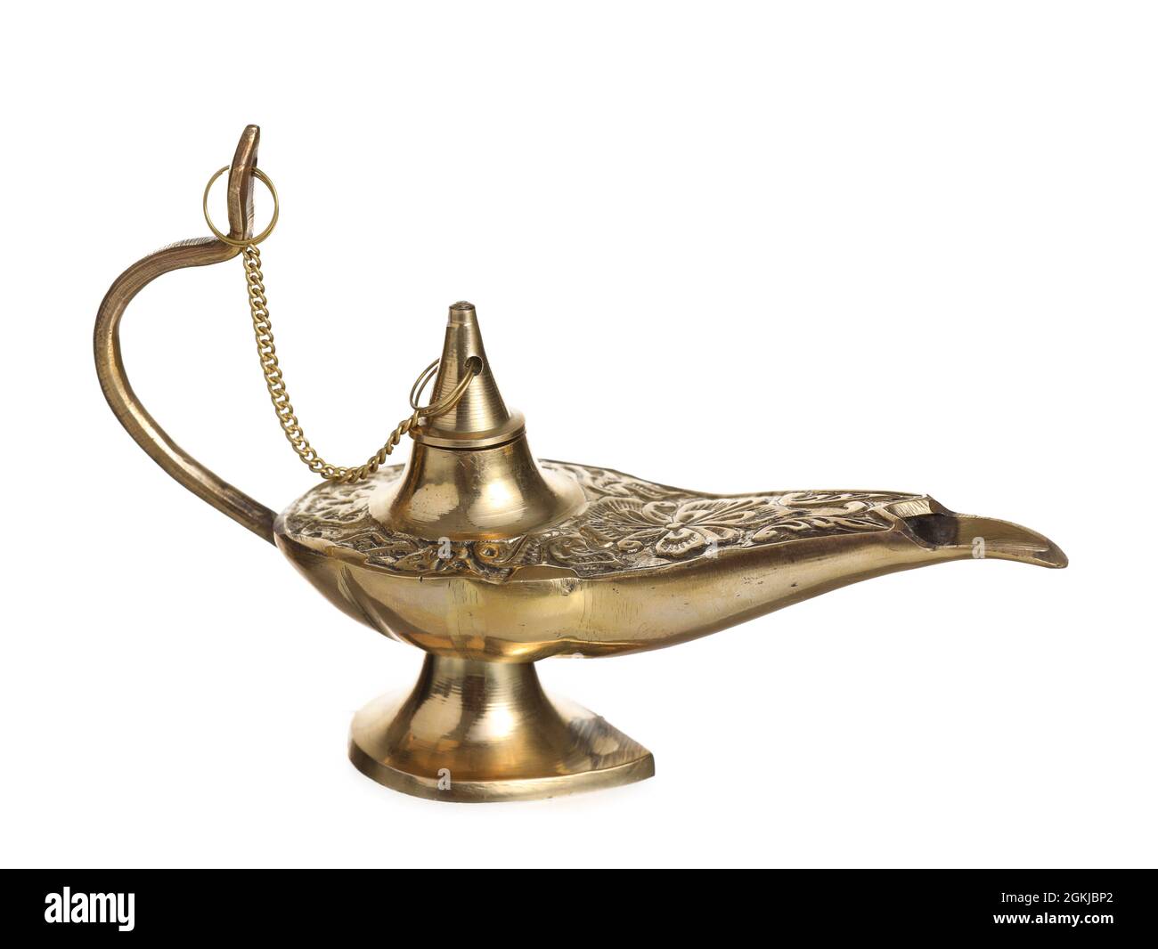 Aladdin lamp of wishes on white background Stock Photo - Alamy