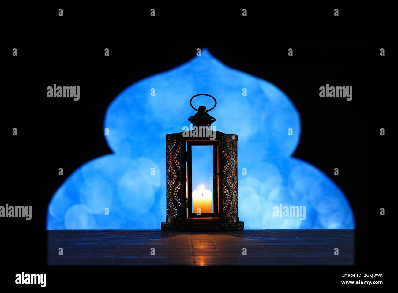 Beautiful Islamic lamp on table Stock Photo - Alamy