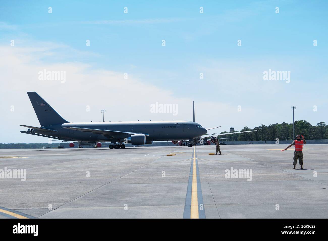 Tail 86055 taxis on the ramp at the 916th Air Refueling Wing, Seymour ...