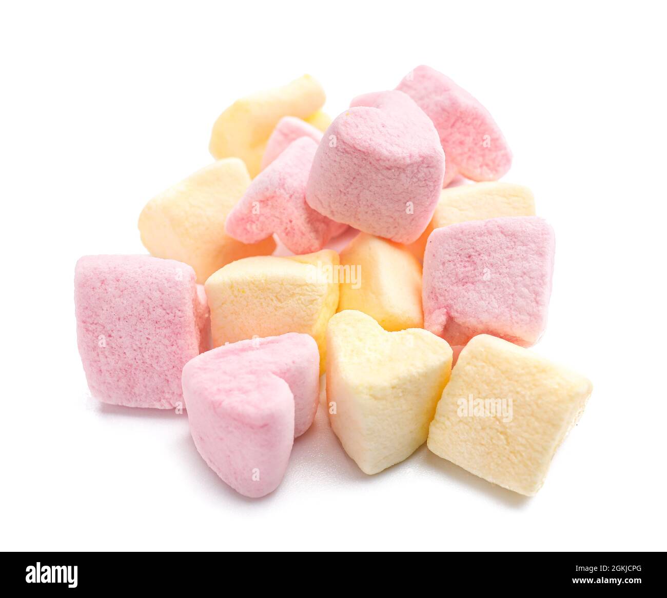 Sweet heart shaped marshmallows on white background Stock Photo - Alamy