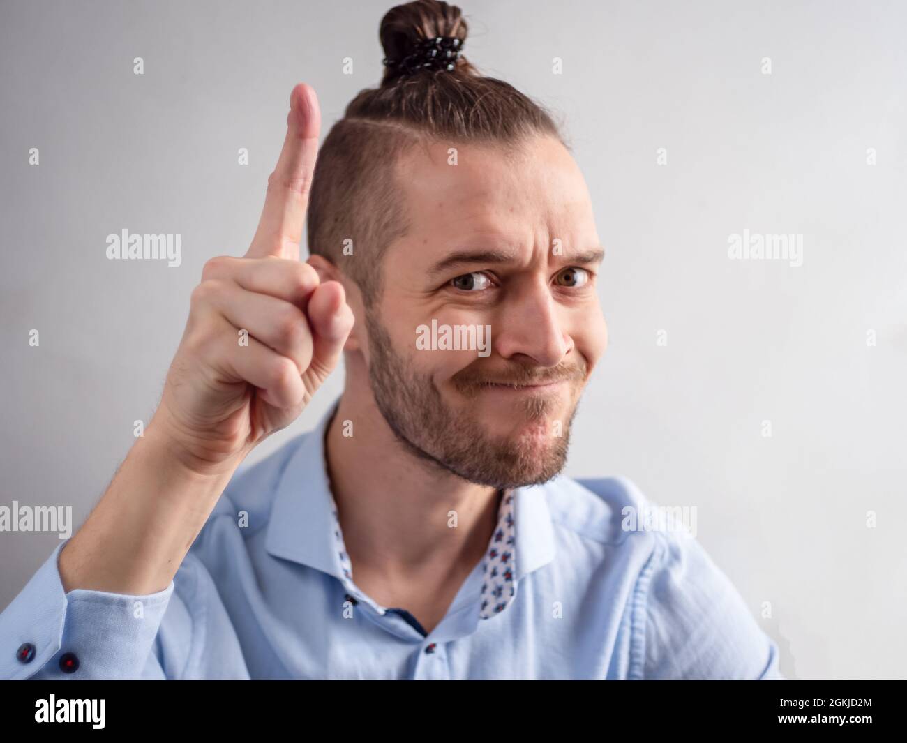 White Young Man with the Finger in the Air like a Dictator Stock Photo ...
