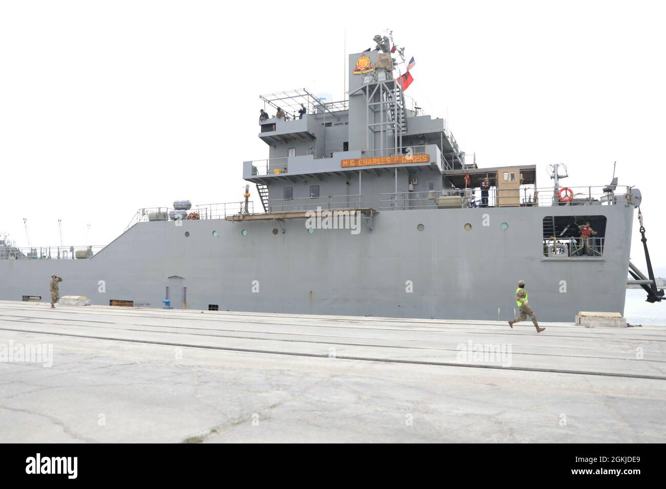 The U.S. Army Logistics Support Vessel MG Charles P. Gross, carrying ...